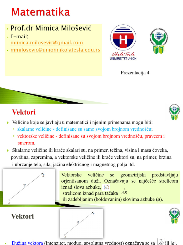 Matematika - Vektori | PDF