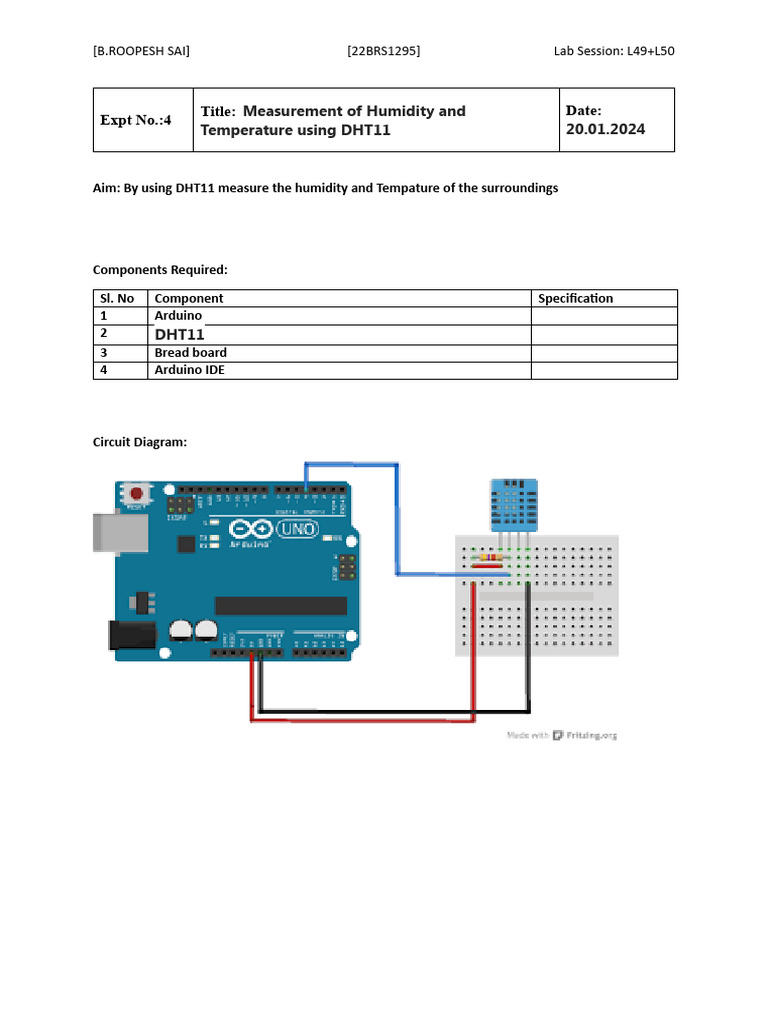 Measurement of Humidity and Temperature Using DHT11 | PDF | Arduino | Sensor