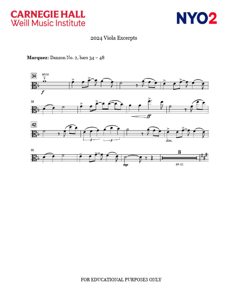 Viola Excerpts v2 | PDF