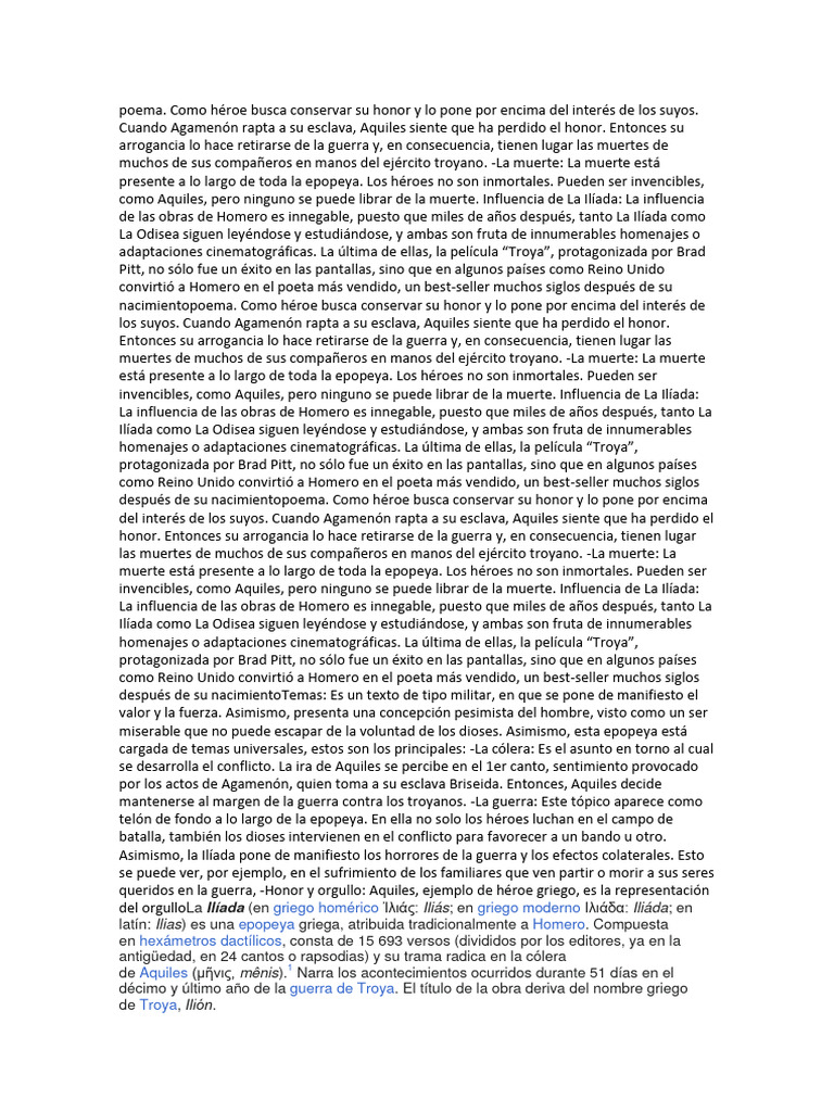 Poema | PDF | Ilíada | Aquiles