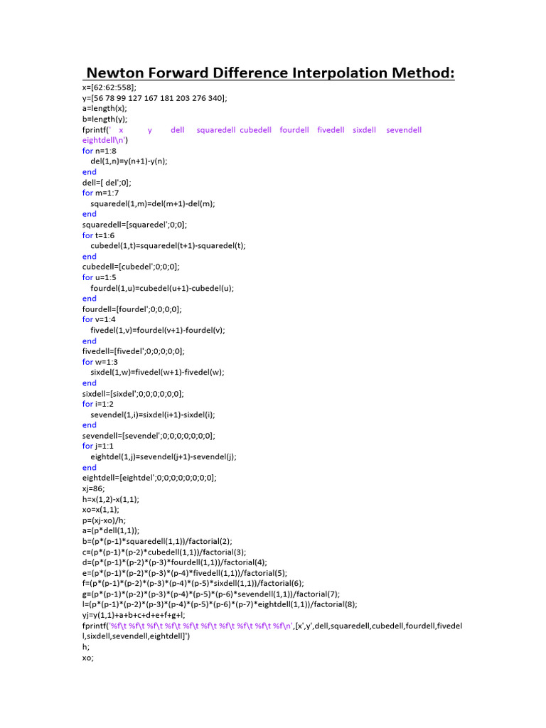 Newton Difference Interpolation Methods | PDF | Numerical Analysis | Mathematics Of Computing