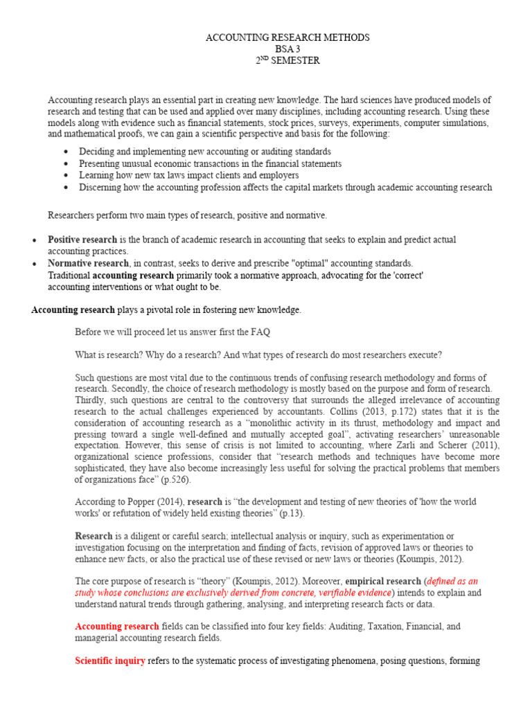 Accounting Research Methodologies Explained | PDF | Experiment ...