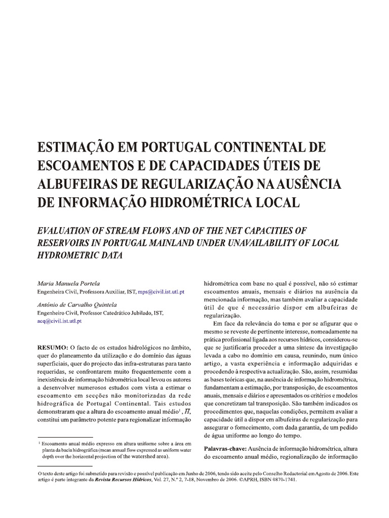 Evaluation of The Water Resources in Portuguese Watersheds ...