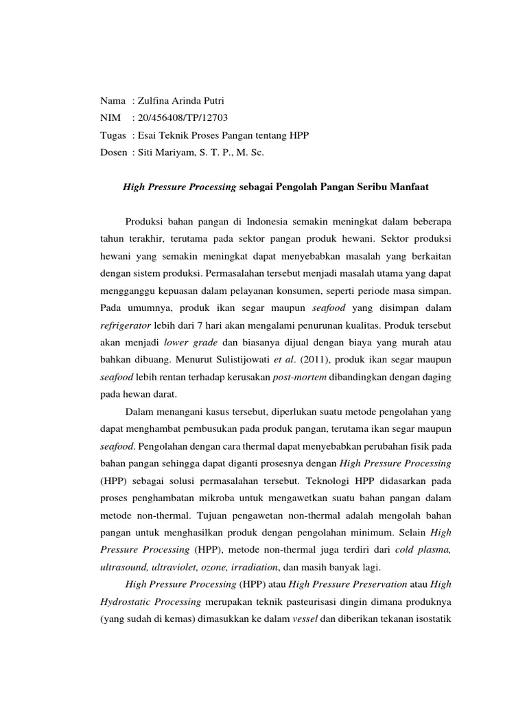 Zulfina Arinda Putri - Tugas TPP Esai HPP | PDF