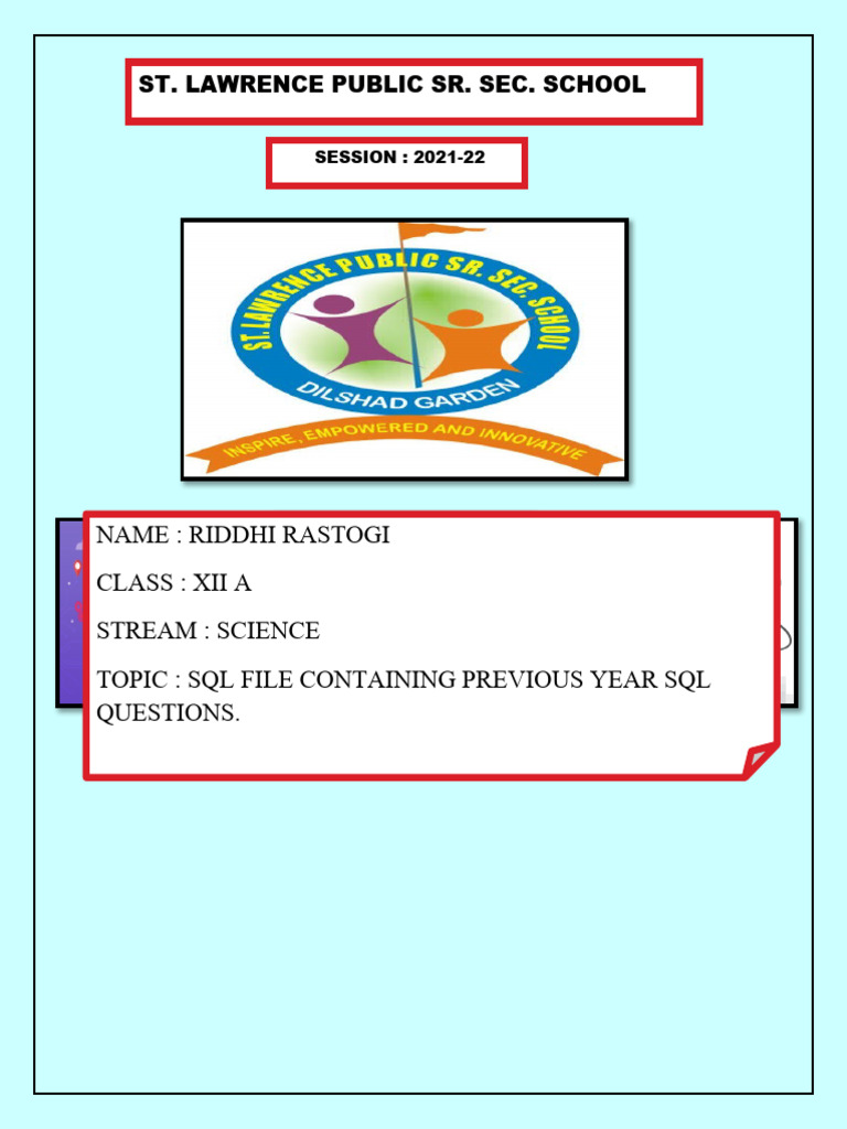 SQL Project Riddhi Final | PDF | Sql | Teachers