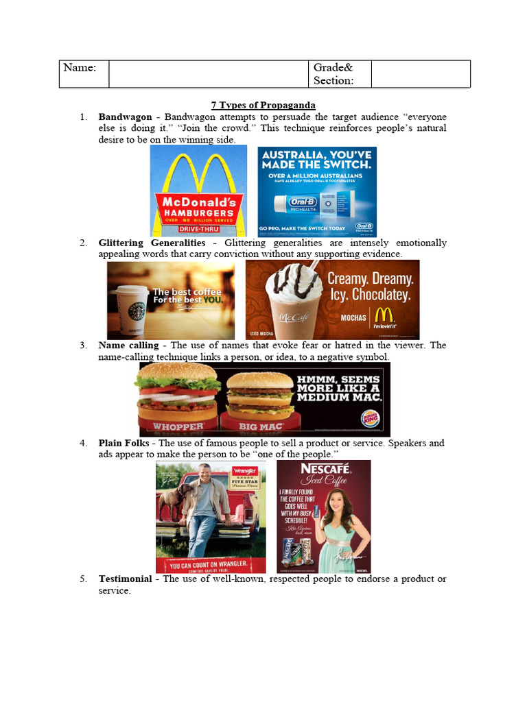 7 Types of Propaganda | PDF