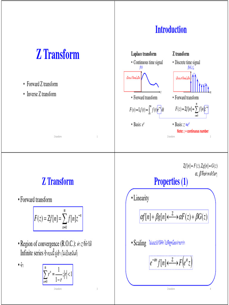 Z Transform - 4pg | PDF | Convolution | Harmonic Analysis
