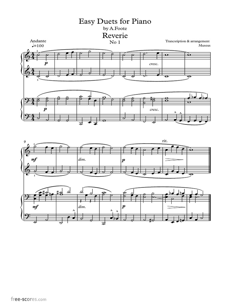 12 Easy Piano Duets 58491 | PDF