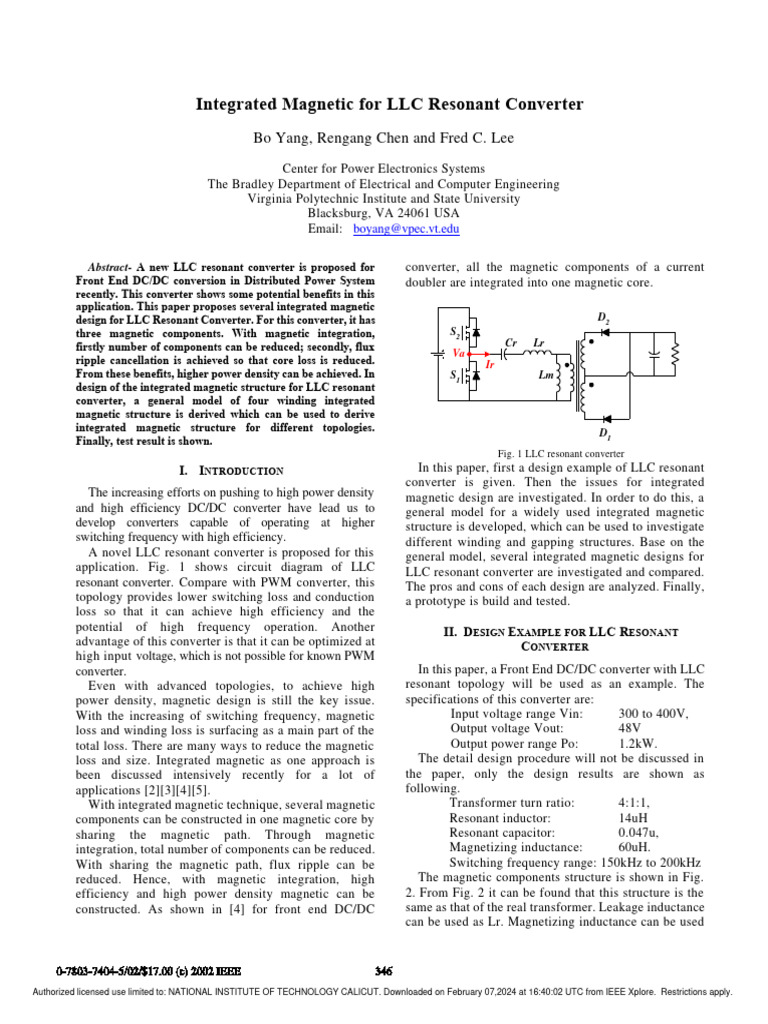 Integrated Magnetic For LLC Resonant Converter | PDF | Inductor | Transformer