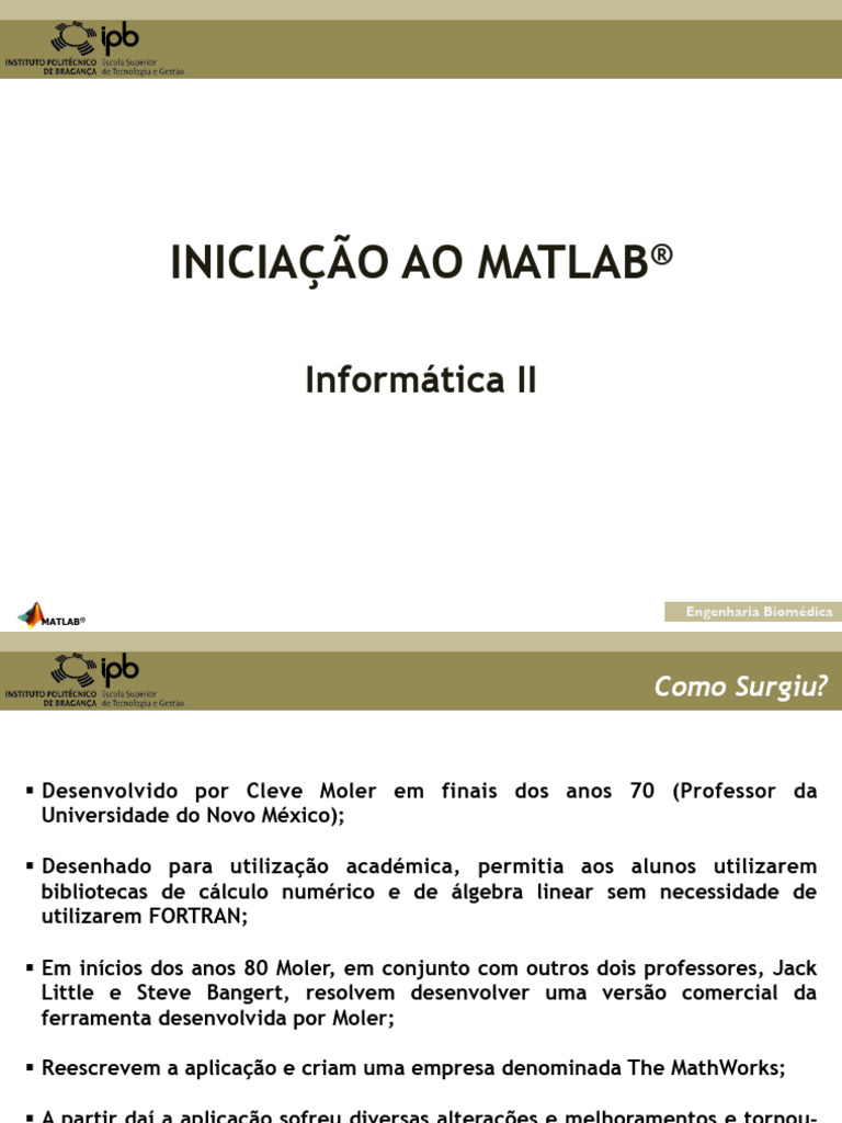 Acetatos Matlab | PDF | Matlab | Matriz (Matemática)