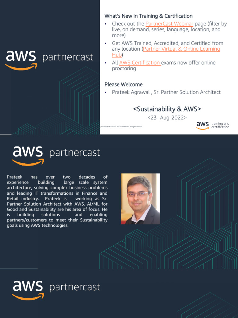2022.08.23 - AWS PartnerCast - Sustainability | PDF | Amazon Web Services | Sustainability