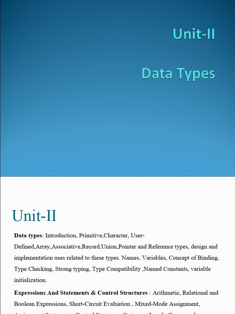 Ppl Unit Ii Datatypes Final Pdf Pointer Computer Programming