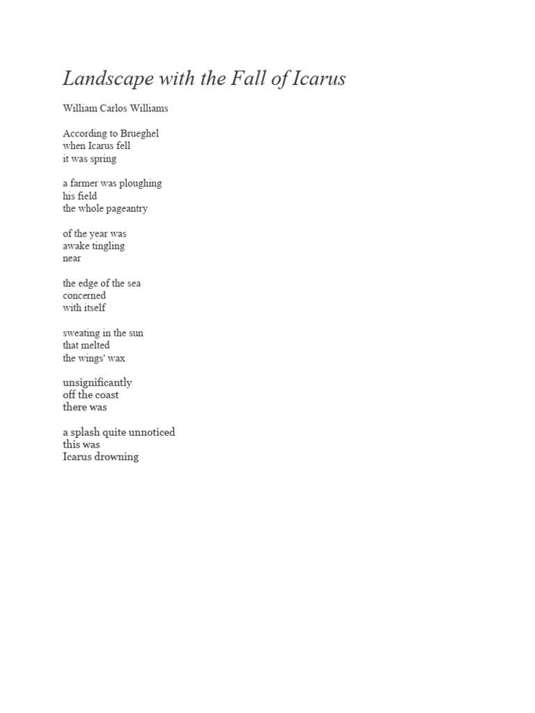 William Carlos Williams - Landscape With The Fall of Icarus | PDF
