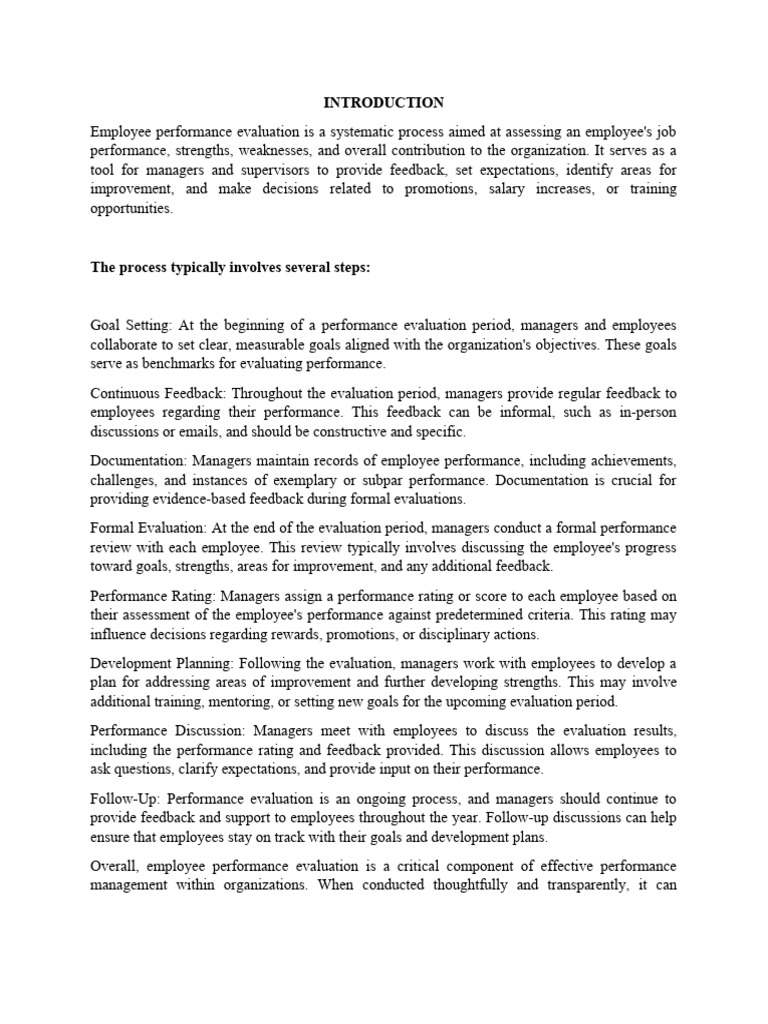 Employee Performance Evaluation | PDF | Performance Appraisal | Evaluation