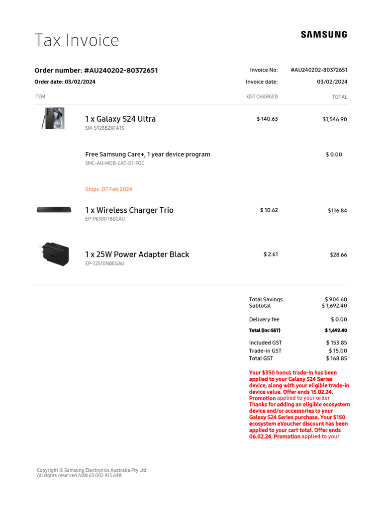 TaxInvoice AU240202-80372651 | PDF | Invoice | Payments