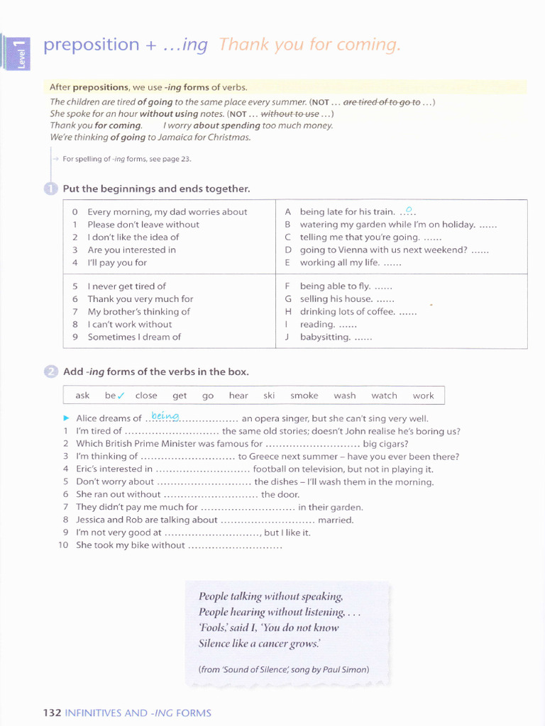 Prepositions and Gerunds | PDF | Linguistics | Linguistic Morphology