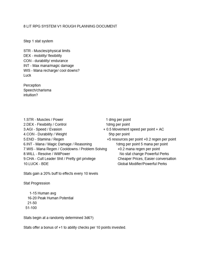 Lit RPG System V1 Rough Planning Document | PDF | Armour | Lightning