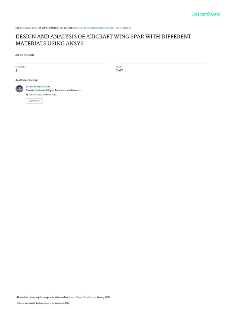 Aircraft Wing Spar Analysis Using ANSYS | PDF | Stress (Mechanics ...