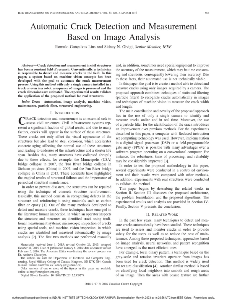 Automatic Crack Detection And Measurement Based On Image Ana Pdf