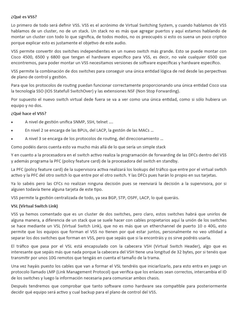 Guía de VSS para Redes Cisco | PDF | Conmutador de red | Transmisión de ...