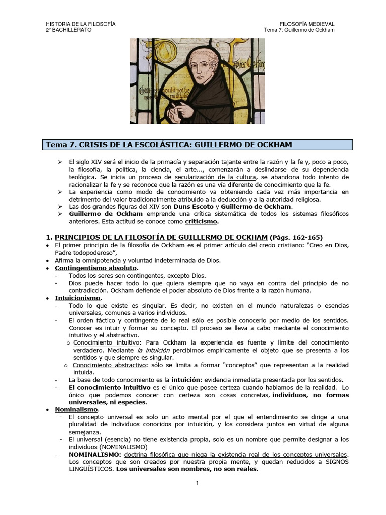 Tema 7. Ockham | PDF | Intuición | Existencia