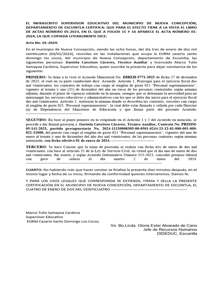 Acta Prorroga 021. | PDF | Gobierno