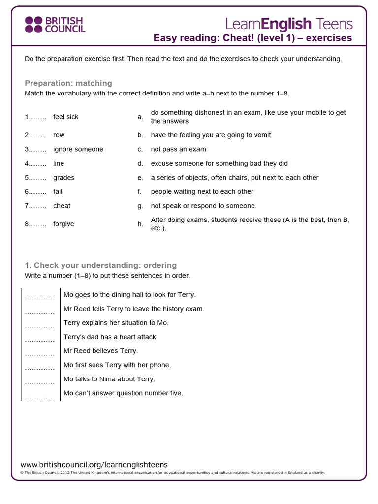 Cheat Level 1 - Exercises 1 | PDF | Understanding