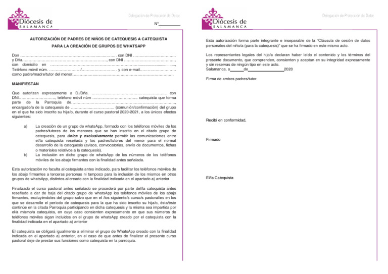 Autorizacion Whatsapp en 1 Hoja | PDF