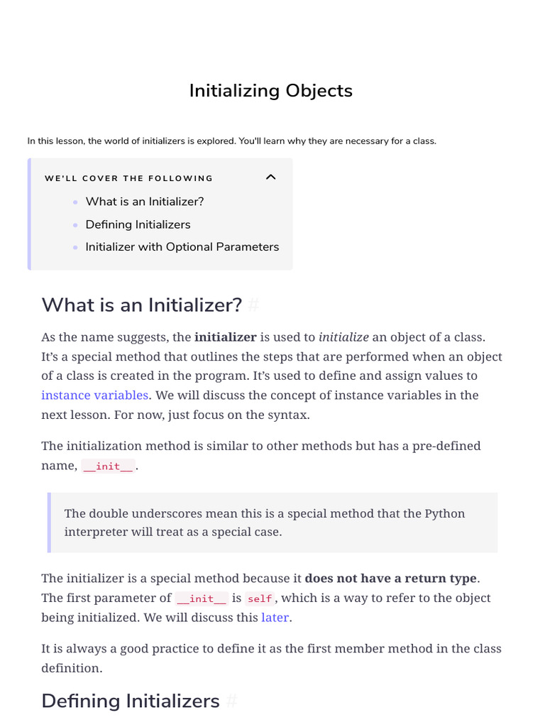 6 Initializing Objects | PDF | Parameter (Computer Programming ... 6 Initializing Objects | PDF | Parameter (Computer Programming ...