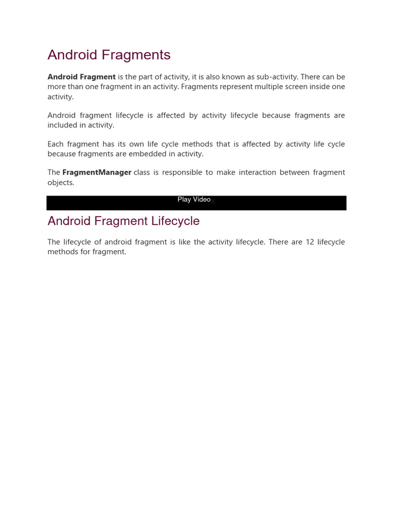 Fragments | PDF | Android (Operating System) | Product Lifecycle