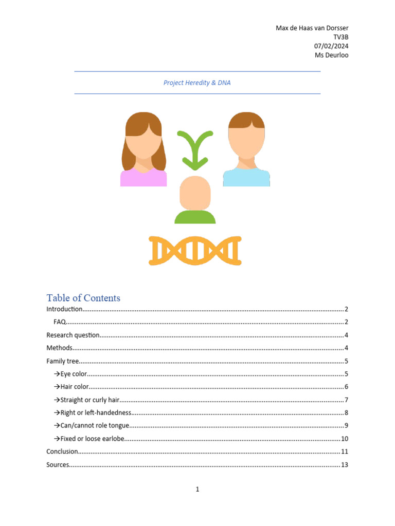 Analyzing Family Traits Through DNA | PDF | Dominance (Genetics) | Zygosity