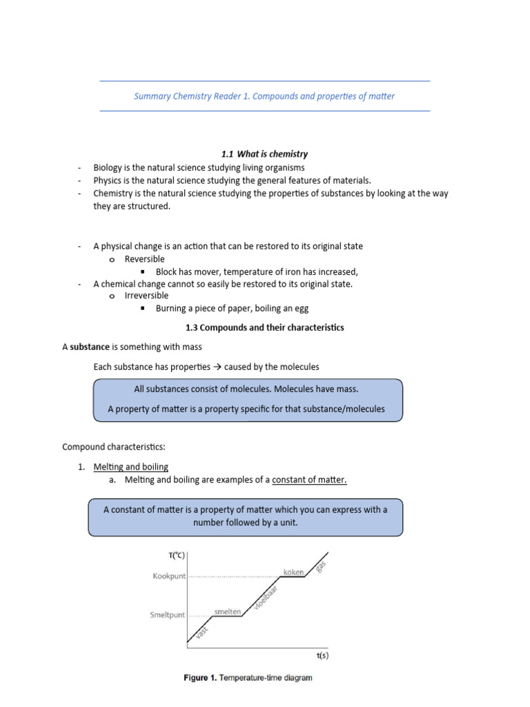 Summary Chemistry Reader 1 | PDF | Mixture | Filtration
