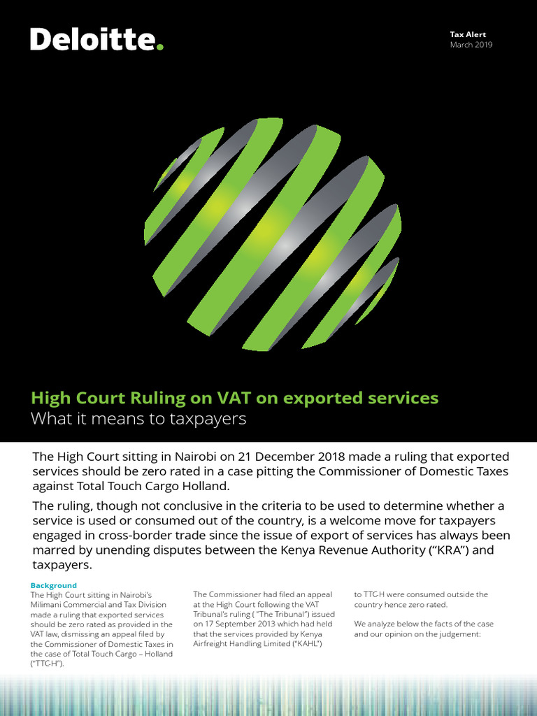 High Court Ruling on Exported Services VAT | PDF | Value Added Tax | Taxes