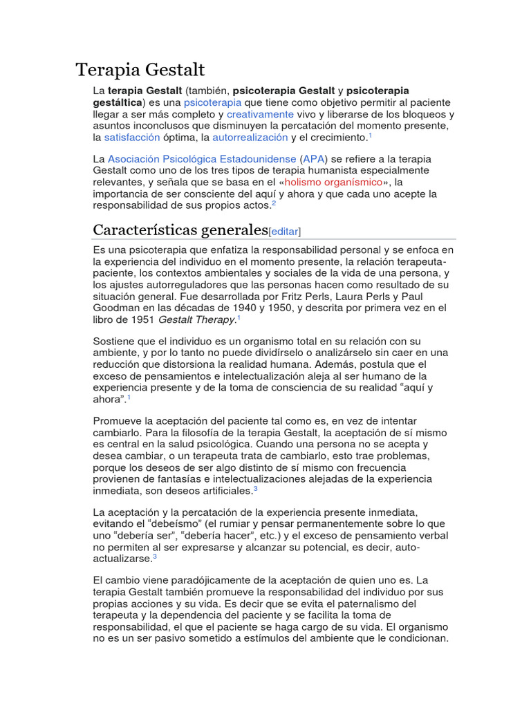 Terapia Gestalt | PDF | Terapia Gestalt | Psicoterapia