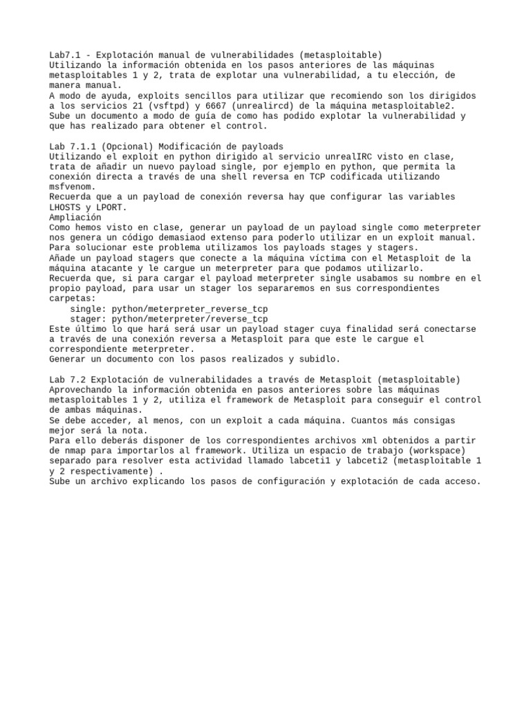Laboratorios | PDF | Explotar (Seguridad Informática) | Informática