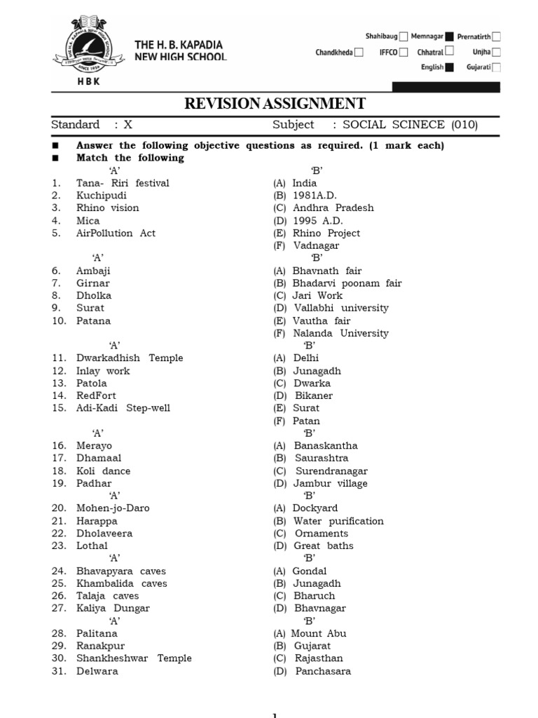 Revision Assignment: Standard: X Subject: Social Scinece | Download Free PDF | Unemployment ...