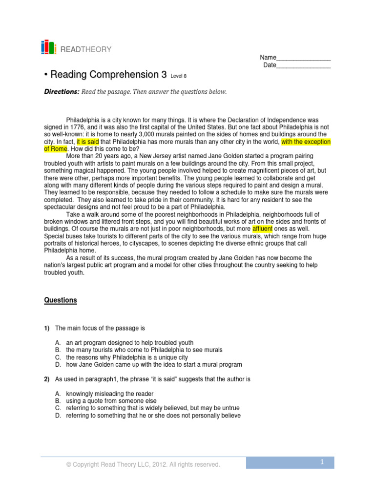 Level 8 Passage 3 | PDF