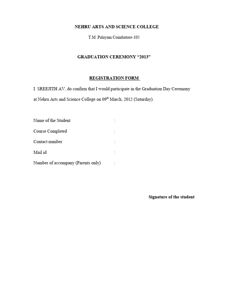 Graduation Registration Form | PDF