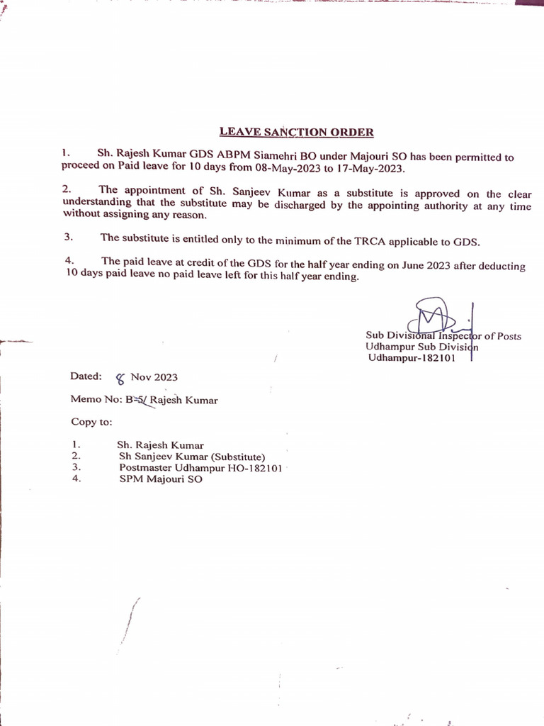 Rajesh Paid Leave | PDF
