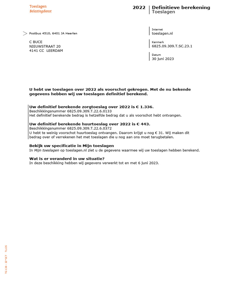 Belastingdienst: Toeslagen | PDF