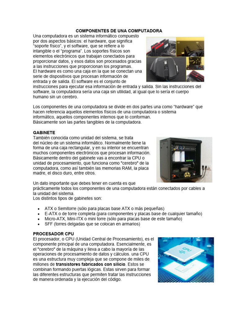 Componentes Esenciales de una Computadora | PDF | Hardware de la ...