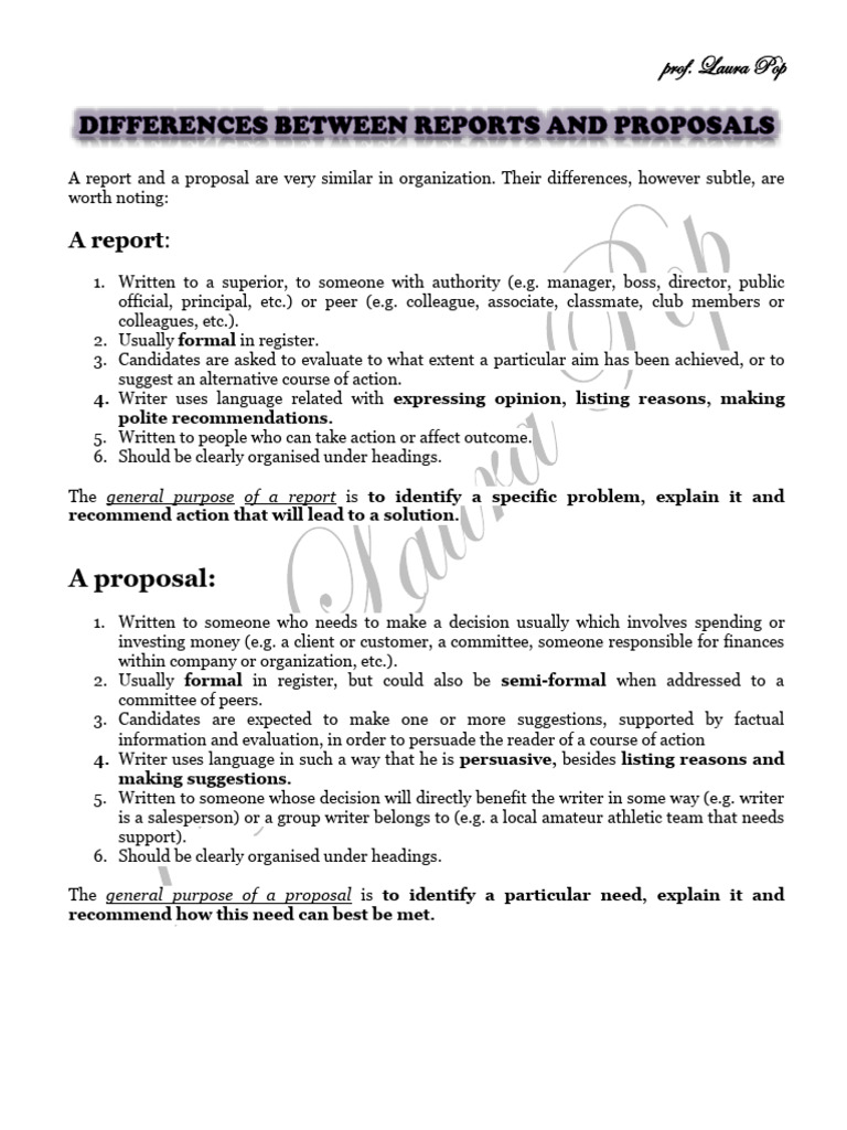 Report vs. Proposal: Key Differences | PDF | Communication | Business