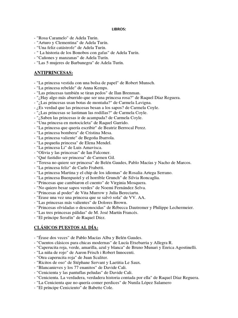 Listado Libros Coeducativos y de Igualdad | PDF