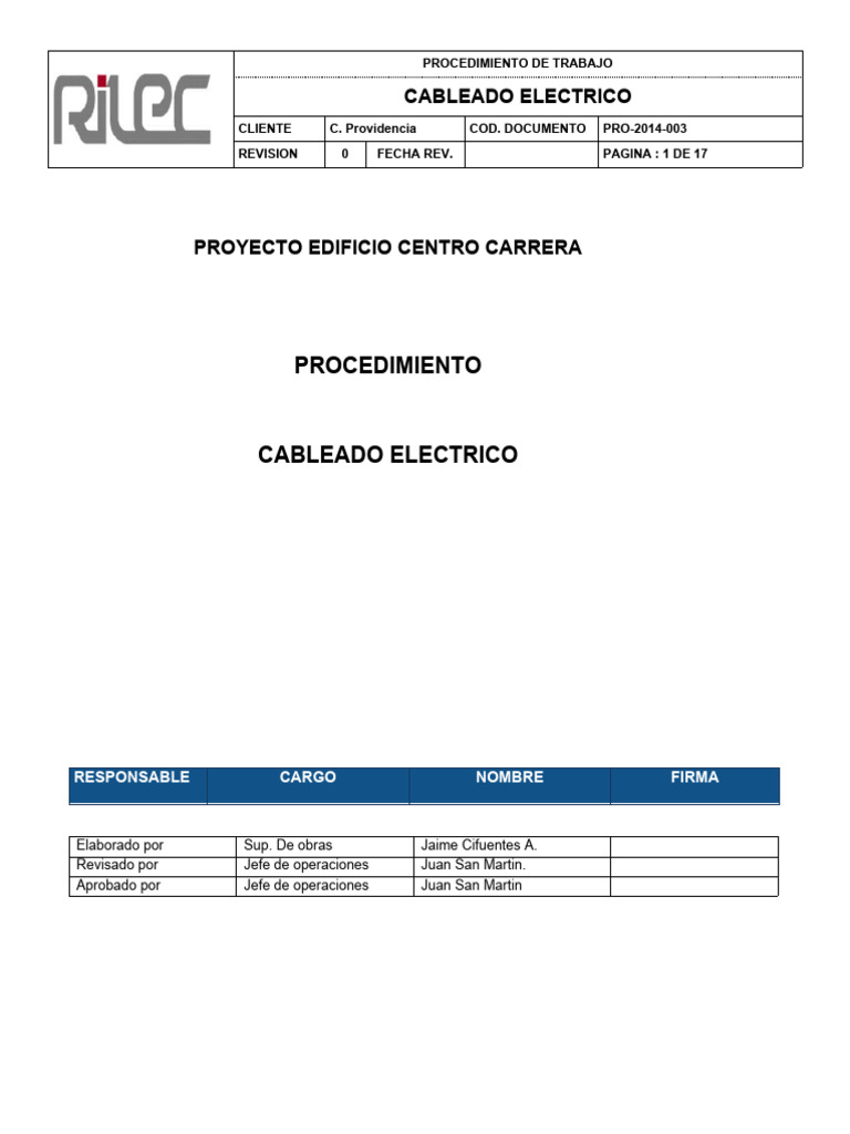 RILEC-P03-Cableado Electrico | PDF | Calidad (comercial) | Bienes ...