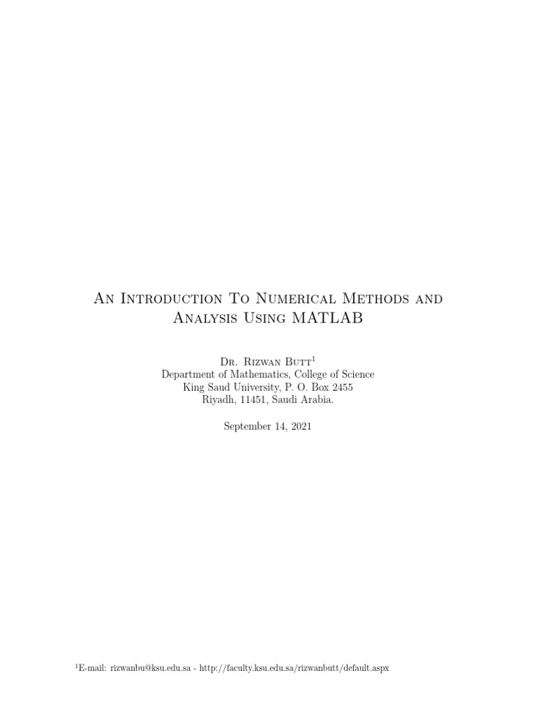 An Introduction To Numerical Methods and Analysis Using MATLAB | PDF | Numerical Analysis ...