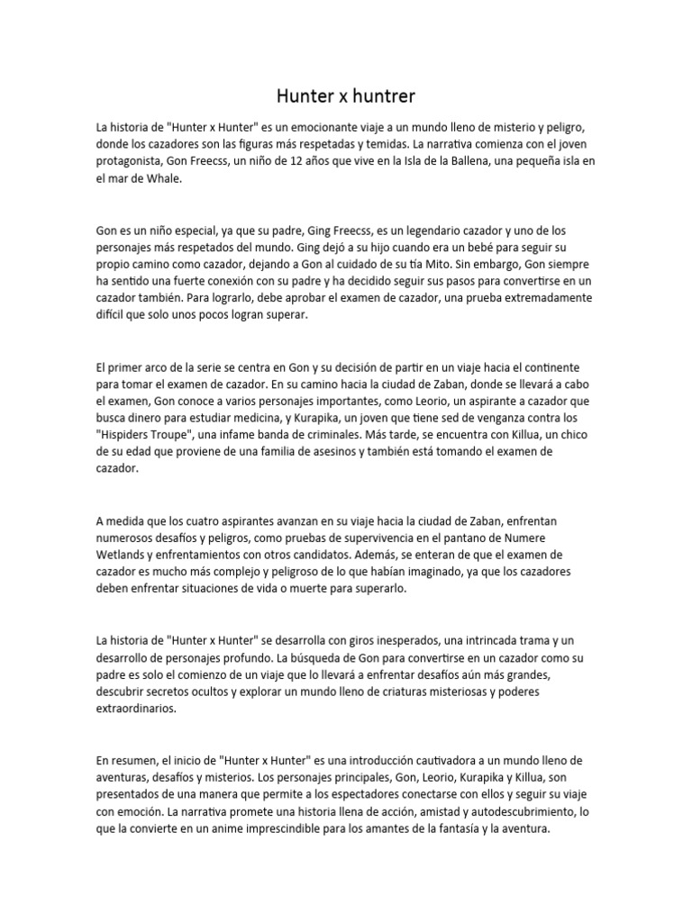 Hunter X Huntrer | PDF