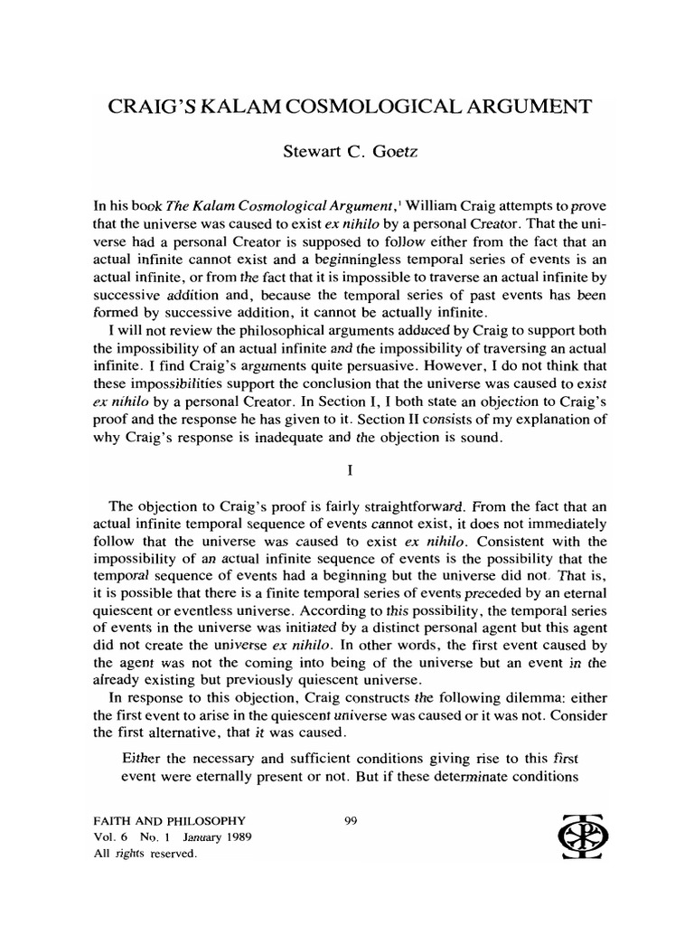 Craigs Kalam Cosmological Argument | PDF | Metaphysics | Philosophical ...