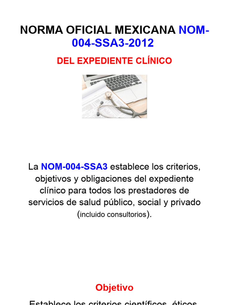 Norma Oficial Mexicana Nom-004-Ssa3-2012 | PDF | Cuidado de la salud ...