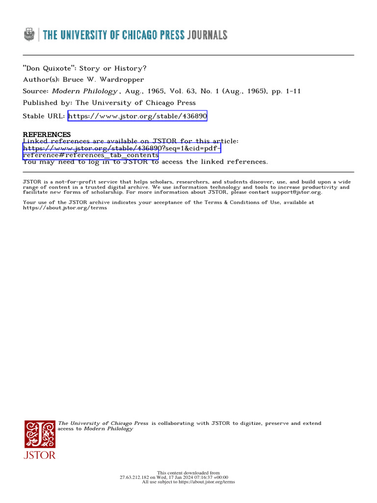 Wardropper DonQuixoteStory 1965 | PDF