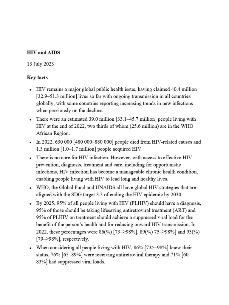 Hiv Who | PDF | Hiv/Aids | Management Of Hiv/Aids